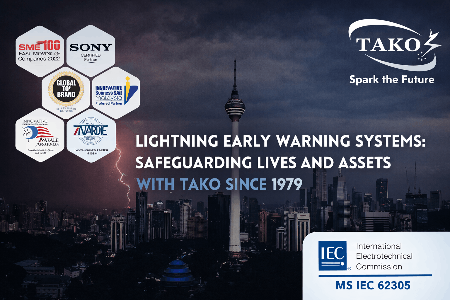 Advanced Lightning Early Warning Systems in Malaysia by TAKO since 1979